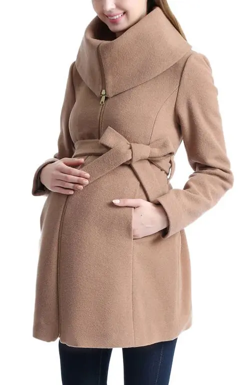 KIMI + KAI Mia Maternity Wool Coat - Camel