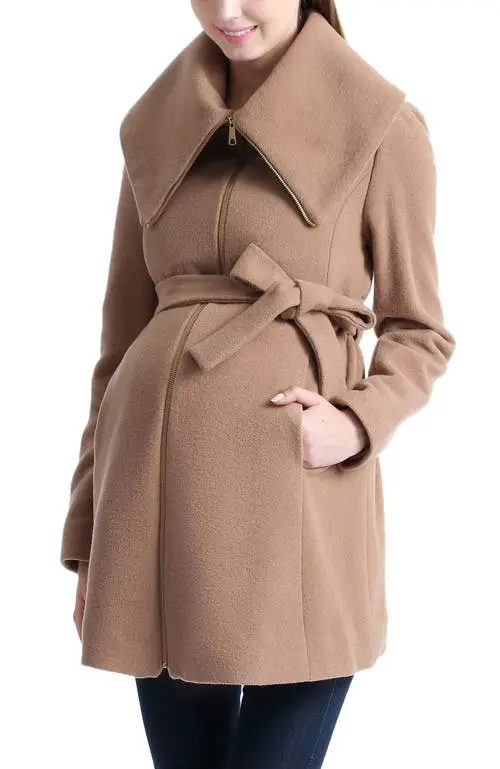 KIMI + KAI Mia Maternity Wool Coat - Camel