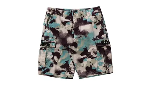 A BATHING APE Map Camo Regular Fit Cargo Shorts