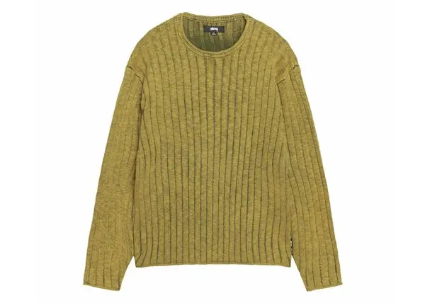 StüSsy Cotton Slub Rib Crew - Green | Editorialist