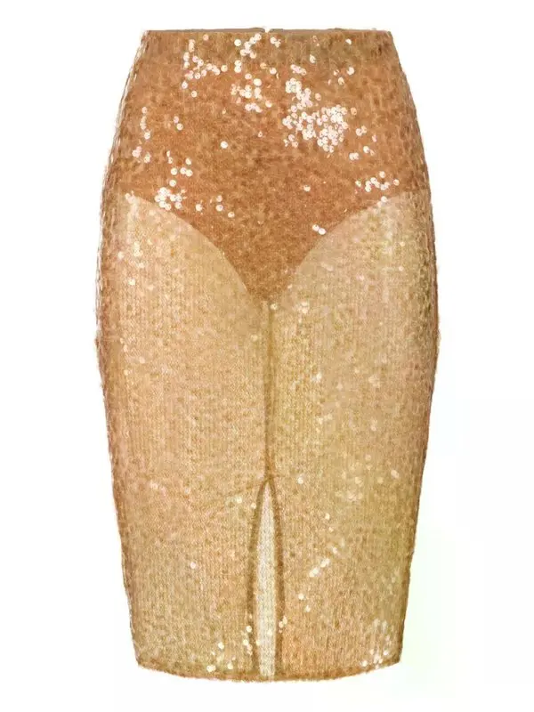 Elisabetta Franchi Sequin-embellished Midi Skirt - Neutrals