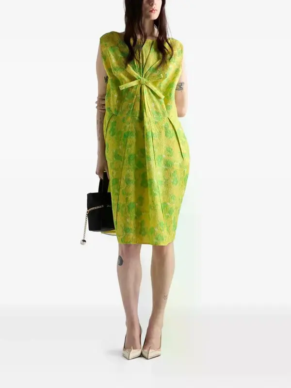 Prada Floral-print Mini Dress With Bow Detail
