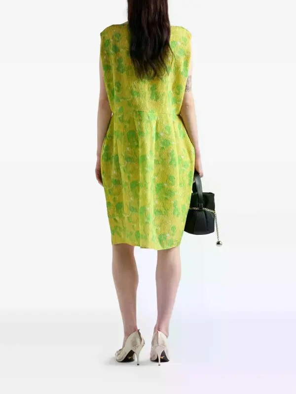 Prada Floral-print Mini Dress With Bow Detail