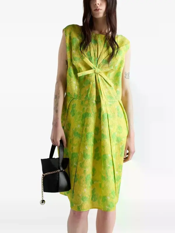 Prada Floral-print Mini Dress With Bow Detail