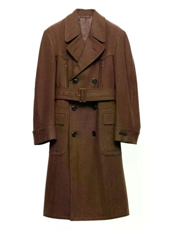 Prada Belted Wool Double-breasted Coat