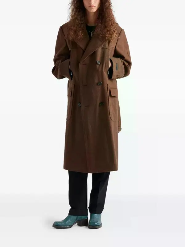 Prada Belted Wool Double-breasted Coat
