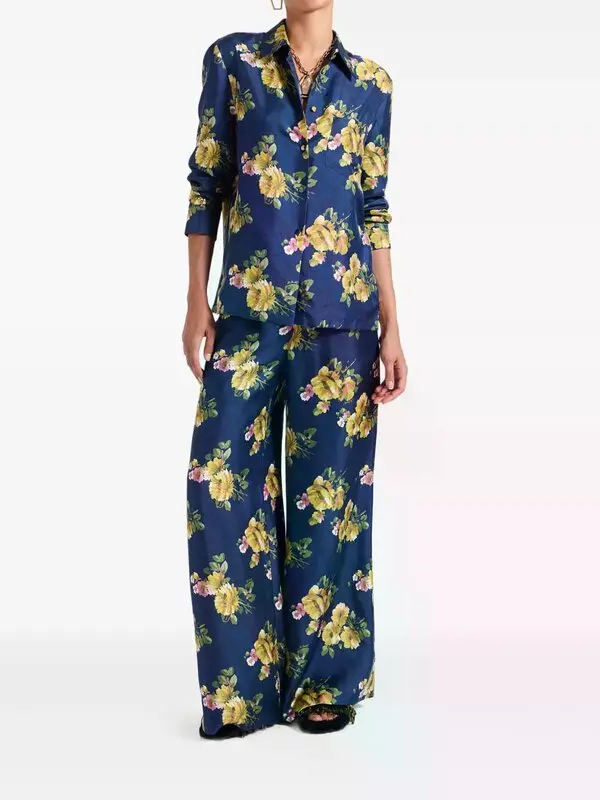La DoubleJ Floral Button-fastening Shirt - Blue