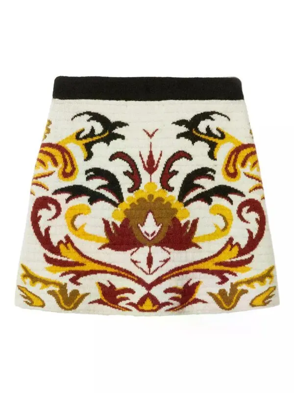 La DoubleJ Floral-pattern Knitted Skirt