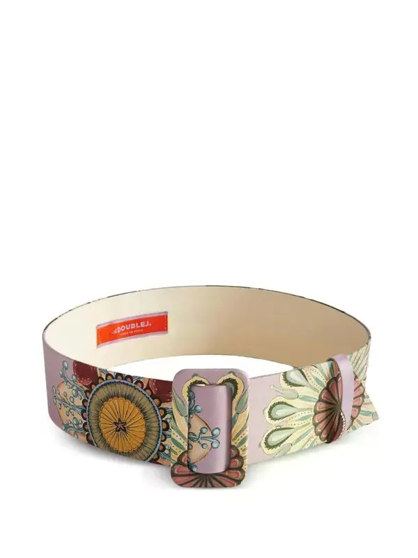 La DoubleJ Floral-print Buckle Belt - Pink