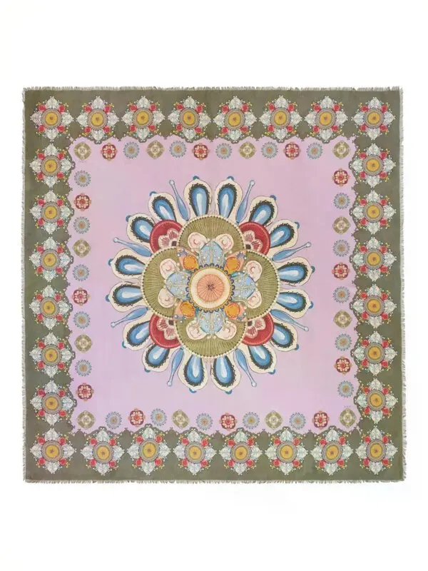 La DoubleJ Floral-mandala Square Scarf - Green