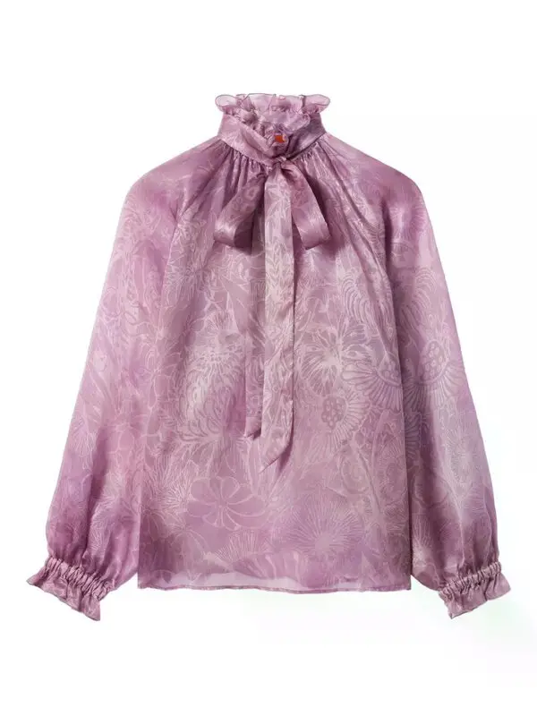 La DoubleJ Cerere Ruffled High-neck Blouse