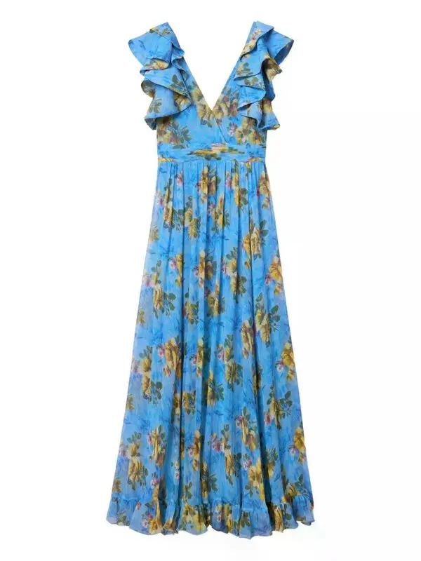 La DoubleJ Floral-print Maxi Dress - Blue