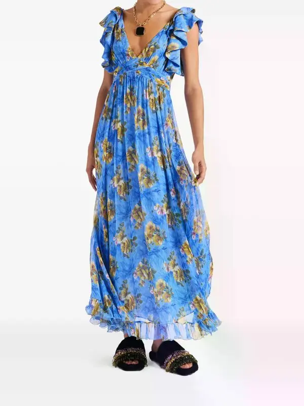 La DoubleJ Floral-print Maxi Dress - Blue