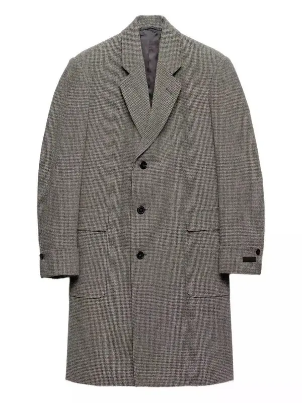 Prada Houndstooth-check Wool Single-breasted Coat