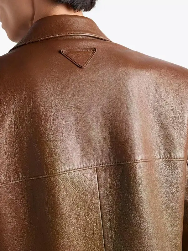 Prada Leather Jacket With Triangle Logo