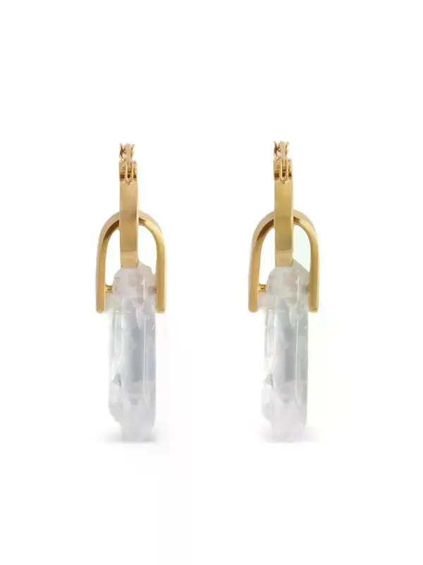 La DoubleJ Rock Crystal Hoop Earrings - Gold