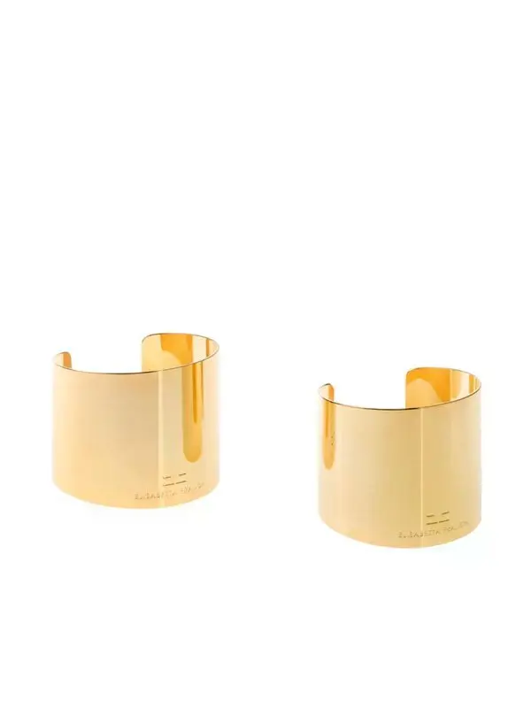 Elisabetta Franchi Logo-engraved Cuff Bracelet - Gold