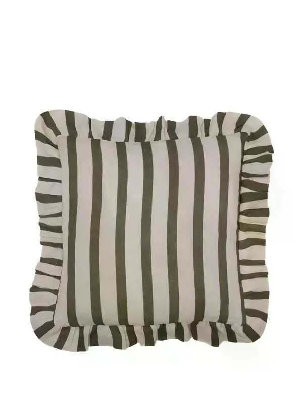 AMUSE LA BOUCHE Stripe Ruffle Cushion Cover - Green