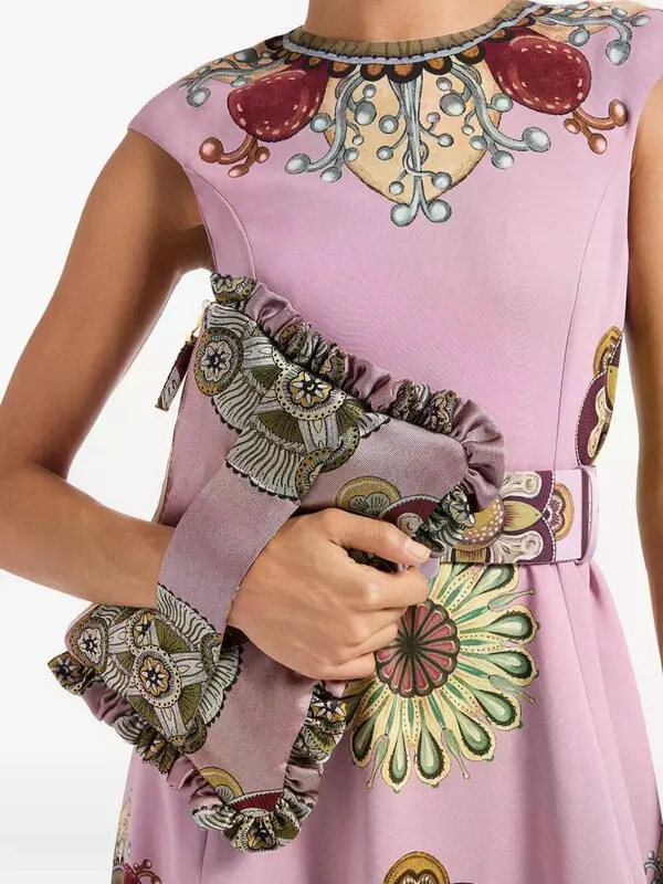 La DoubleJ Floral-print Ruffled Clutch - Pink