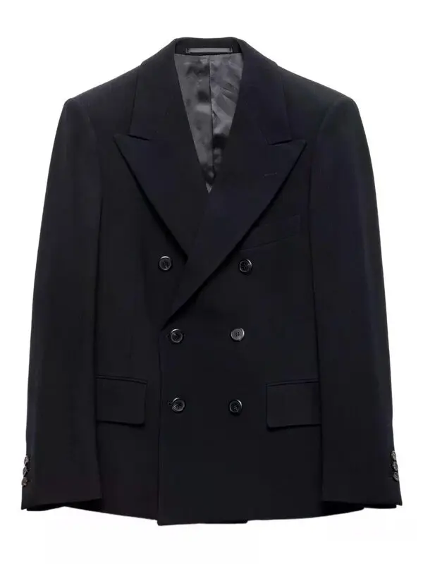 Prada Peak-lapel Triangle-logo Jacket - Blue