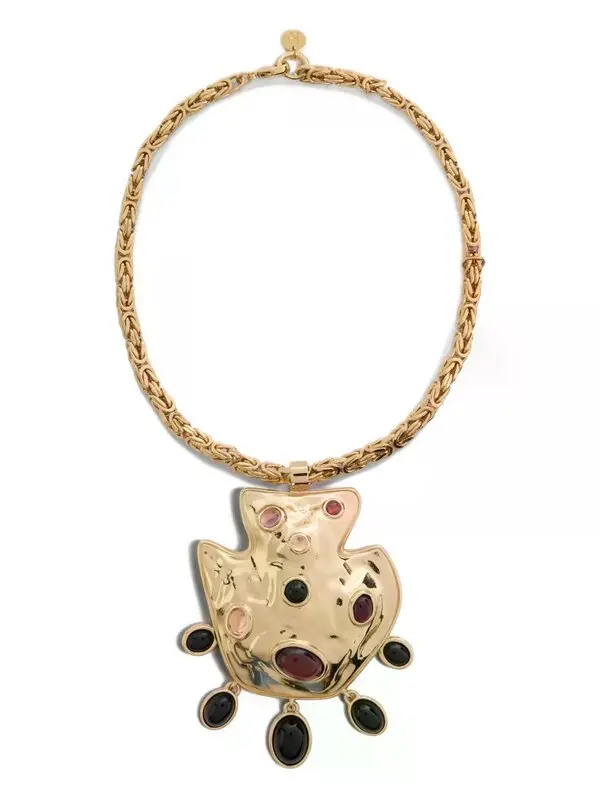 La DoubleJ The Energy Amulet Stone-embellished Necklace - Solid Gold