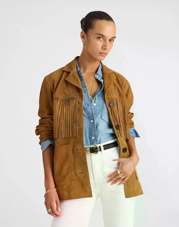 Madewell Fringe Suede Shirt Jacket