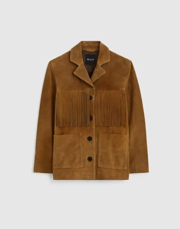 Madewell Fringe Suede Shirt Jacket