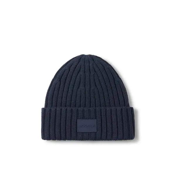 Bogner Conrad Ribbed Knit Beanie - Navy Blue