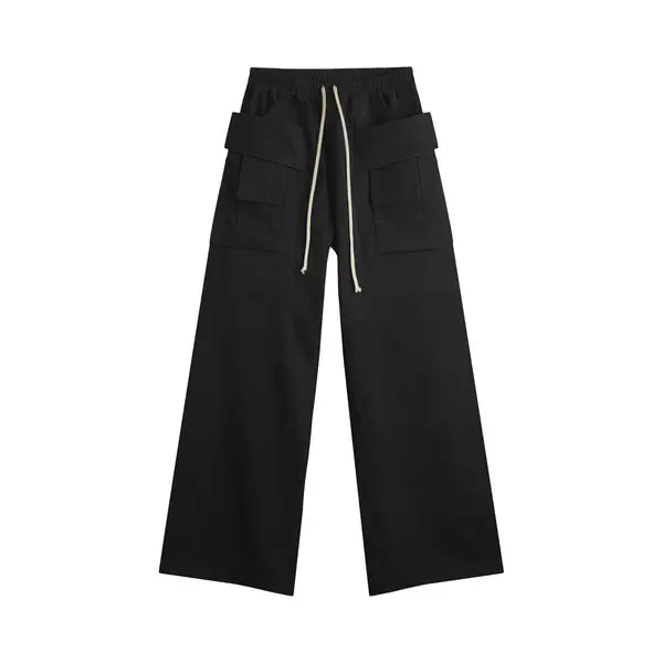 Rick Owens Creatch Wide Cargo Drawstring Pants - Black