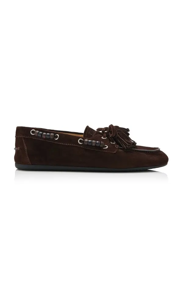Miu Miu Tasseled Suede Loafers - Brown