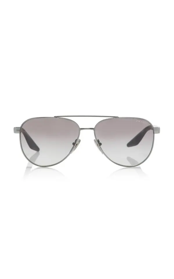 Prada Aviator-frame Metal Sunglasses - Grey