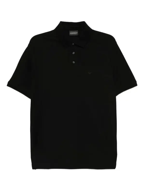 Emporio Armani Logo-embroidered Cotton Polo Shirt - Black