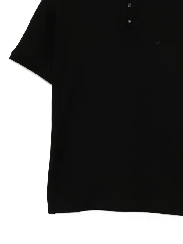 Emporio Armani Logo-embroidered Cotton Polo Shirt - Black