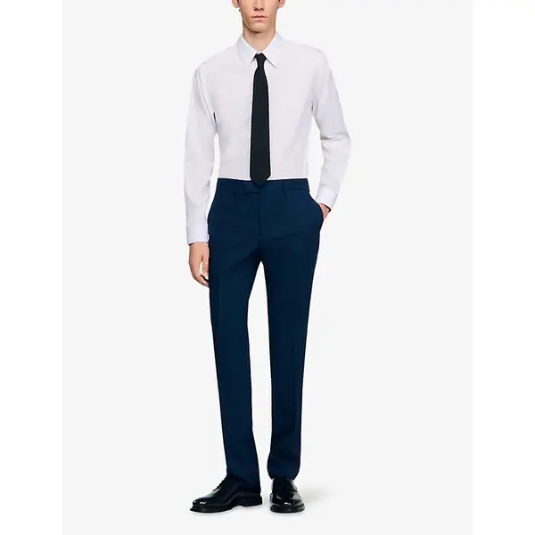 Sandro Regular-fit Straight-leg Wool Trousers - Royal Blue