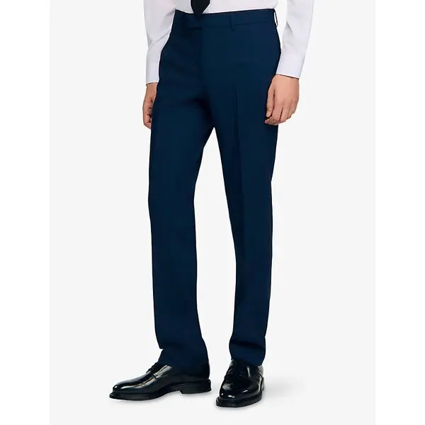 Sandro Regular-fit Straight-leg Wool Trousers - Royal Blue