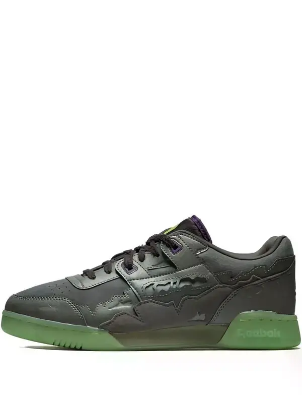 Reebok Workout Plus Leather-Embellished Sneakers Grey Editorialist