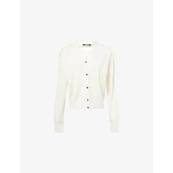 Jacquemus Le Brode Logo-embroidered Knitted Wool Cardigan - Off-white