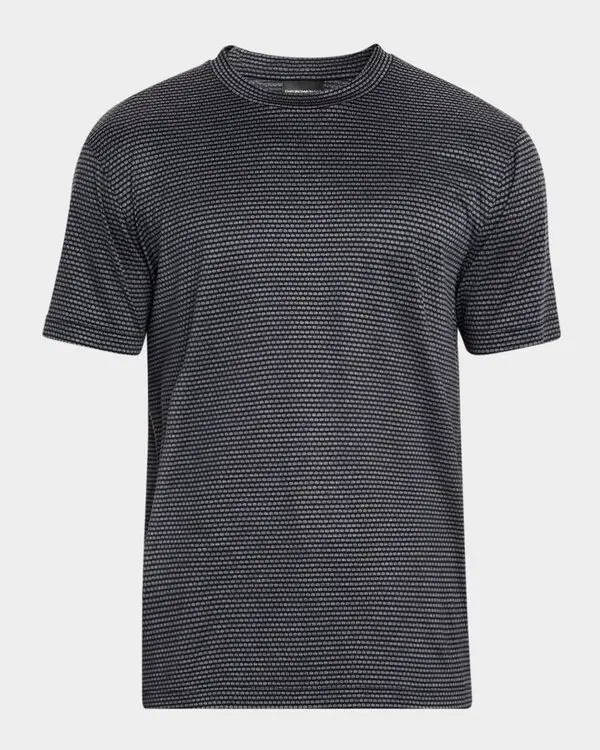 Emporio Armani Jersey Jacquard Crewneck T-shirt - Navy Gray