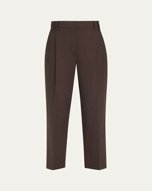 Brunello Cucinelli Slouchy Pleated Tropical Wool Pants