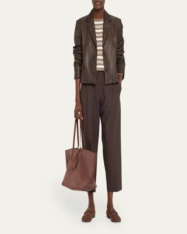 Brunello Cucinelli Slouchy Pleated Tropical Wool Pants