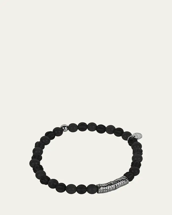 Tateossian Classic Discs Agate Beaded Bracelet - Black