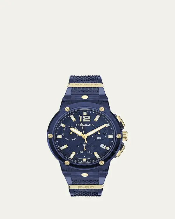 FERRAGAMO F-80 44mm Chronograph Watch - Blue