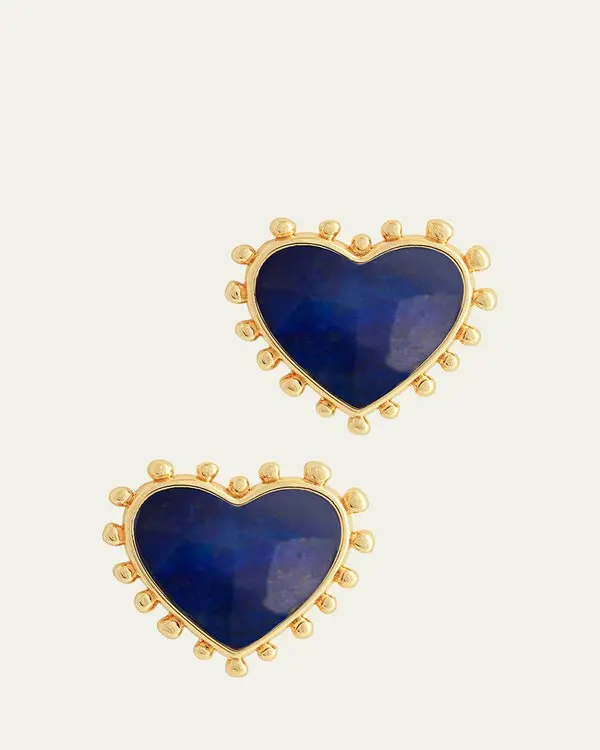 ANABEL ARAM JEWELRY Heart Stone Stud Earrings - Lapis