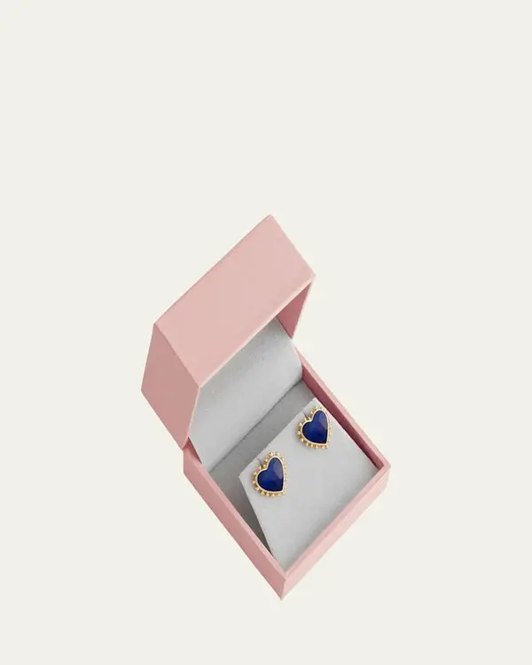 ANABEL ARAM JEWELRY Heart Stone Stud Earrings - Lapis