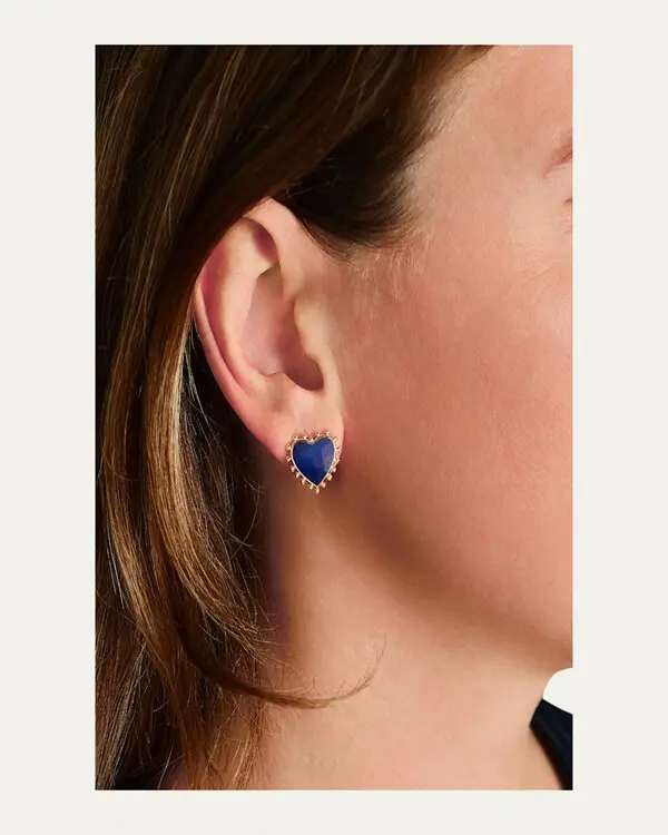 ANABEL ARAM JEWELRY Heart Stone Stud Earrings - Lapis