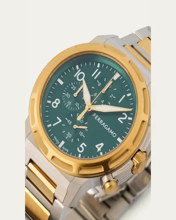 FERRAGAMO Sport Chrono 44mm Bracelet Watch - Two Tone