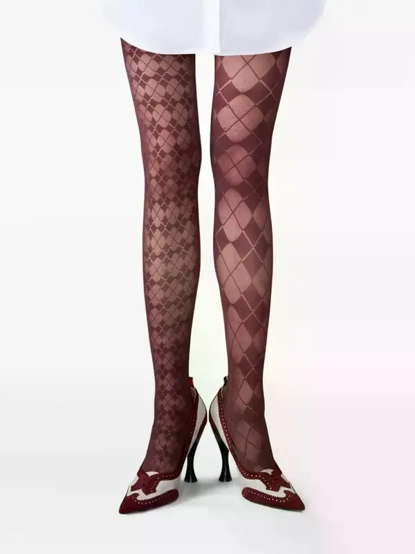 Thom Browne Argyle Sheer Tights - Red
