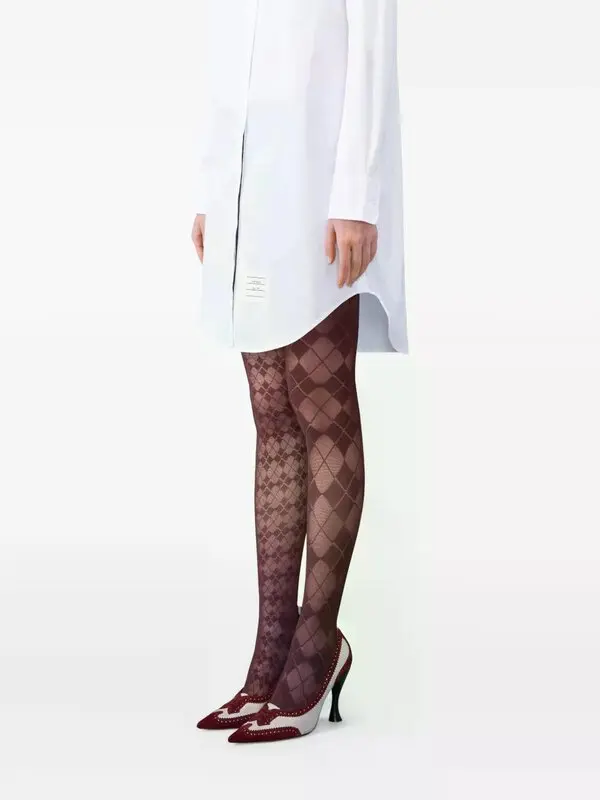 Thom Browne Argyle Sheer Tights - Red