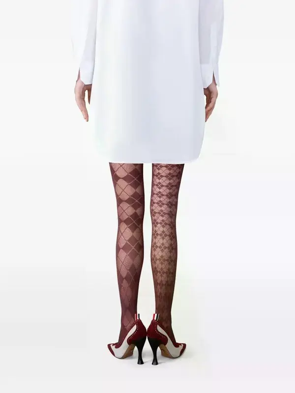 Thom Browne Argyle Sheer Tights - Red