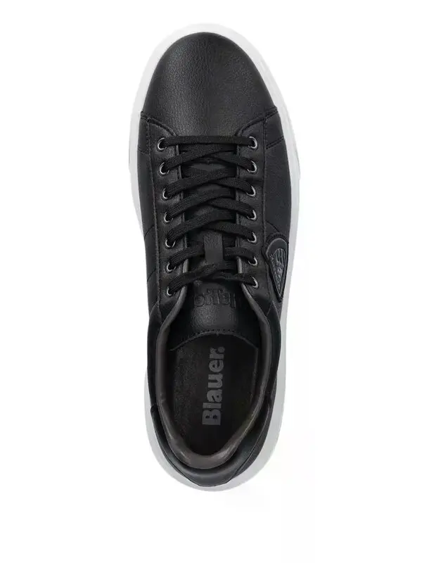 BLAUER. Logo-patch Leather Sneakers - Black